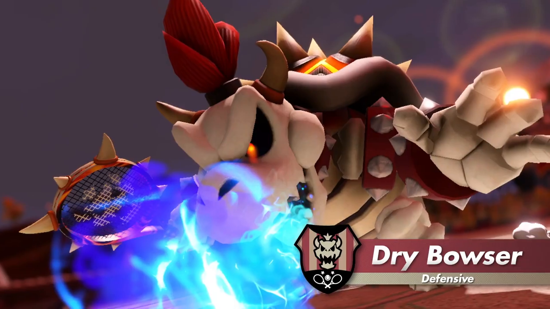 Bowser Squelette rentre sur le court de Mario Tennis Aces