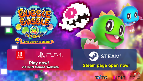 Bubble Bobble 4 Friends: The Baron is Back! arrive sur PC